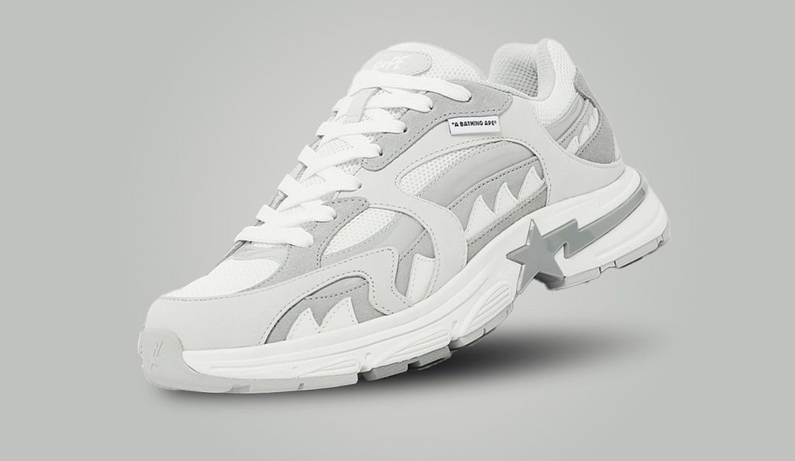 A Bathing Ape Sports Runner M2 Grey – 001FWK301323MWHT | snkraddicted